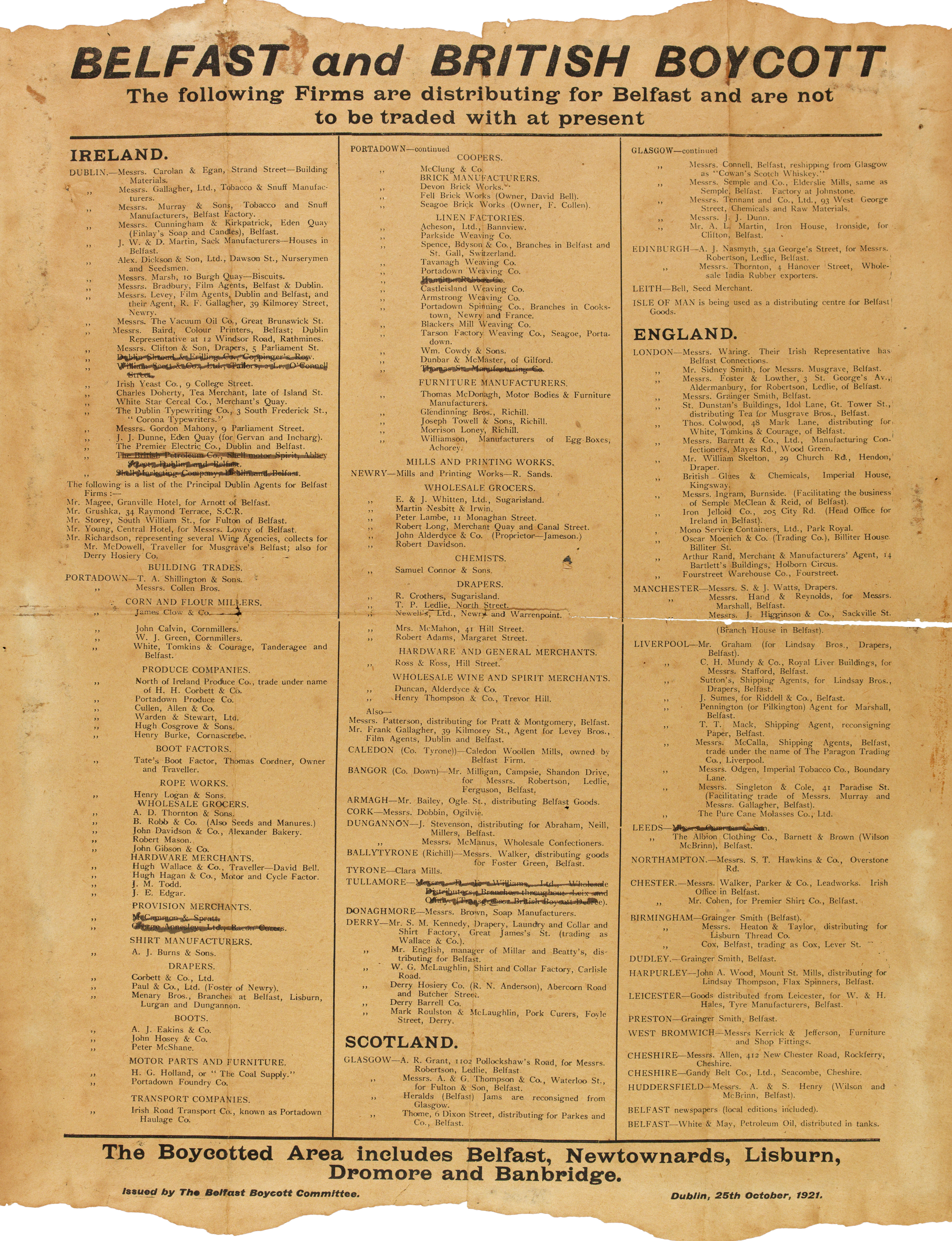 Belfast and British Boycott, 1921 | National Museum of Ireland