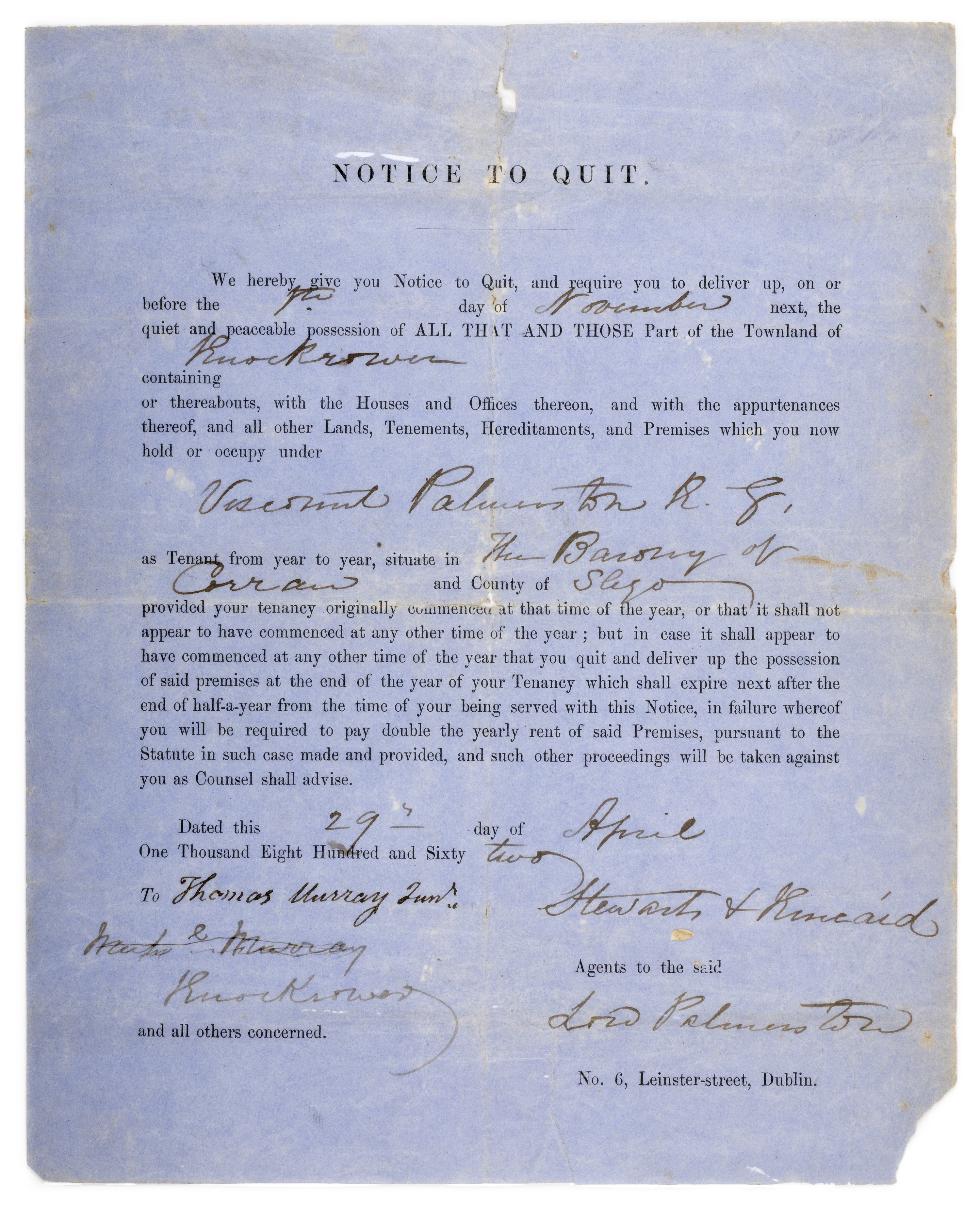 Notice to Quit | National Museum of Ireland